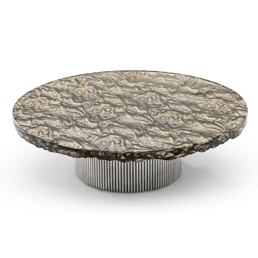 Miller Round Coffee Table w/ Artistic glass top – Ergonomia Furniture
