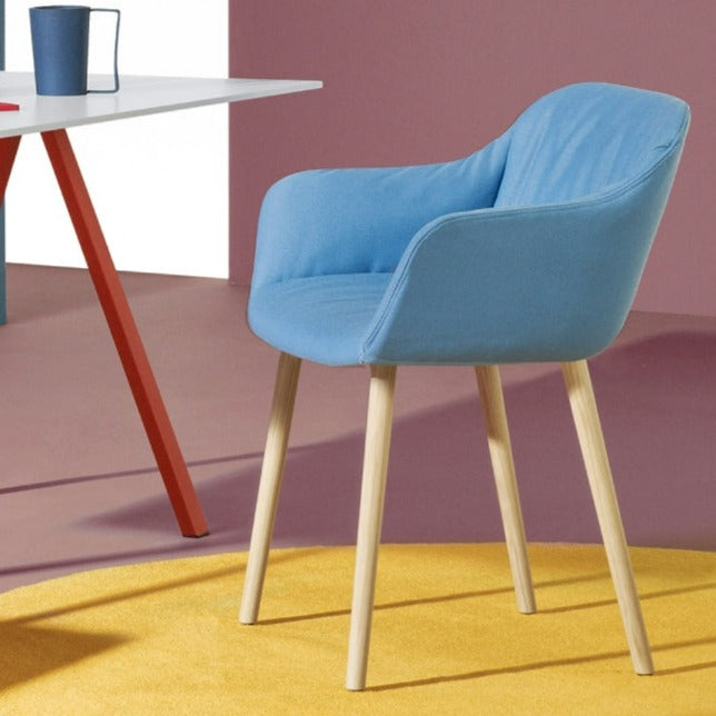 BABILA XL Armchair from Recycled material w solid ash wood legs ...